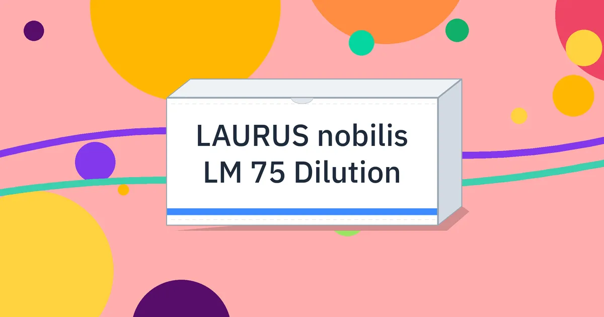 Symbolbild: Packung mit der Aufschrift LAURUS nobilis LM 75 Dilution (PZN 13524779) – Verfügbarkeit und Bezug in Apotheken in Frankfurt am Main