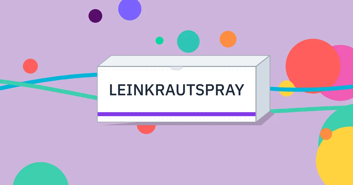 Symbolbild: Packung mit der Aufschrift LEINKRAUTSPRAY (PZN 11713051) – Verfügbarkeit und Bezug in Apotheken in Frankfurt am Main