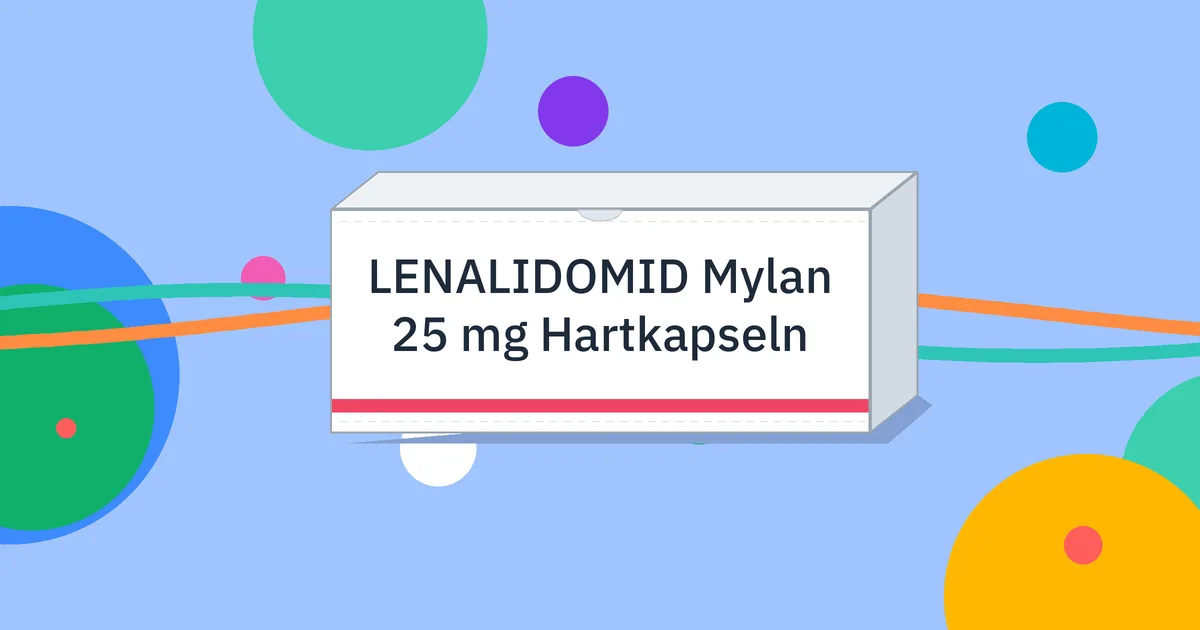 Symbolbild: Packung mit der Aufschrift LENALIDOMID Mylan 25 mg Hartkapseln (PZN 17252562) – Verfügbarkeit und Bezug in Apotheken in Frankfurt am Main