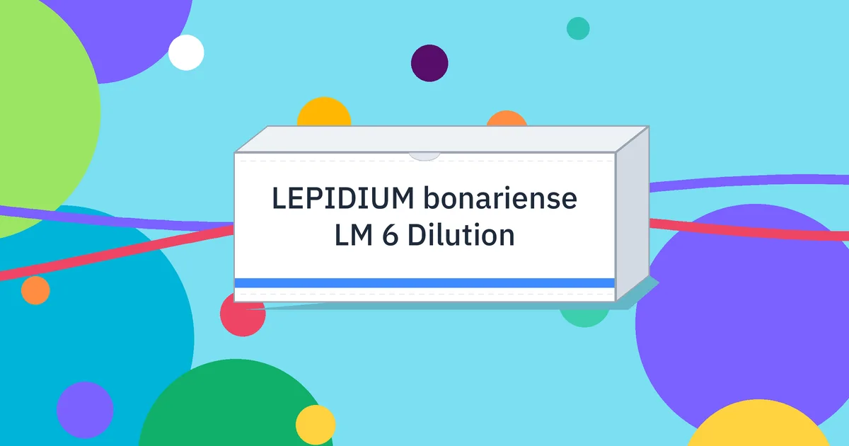 Symbolbild: Packung mit der Aufschrift LEPIDIUM bonariense LM 6 Dilution (PZN 13526270) – Verfügbarkeit und Bezug in Apotheken in Frankfurt am Main