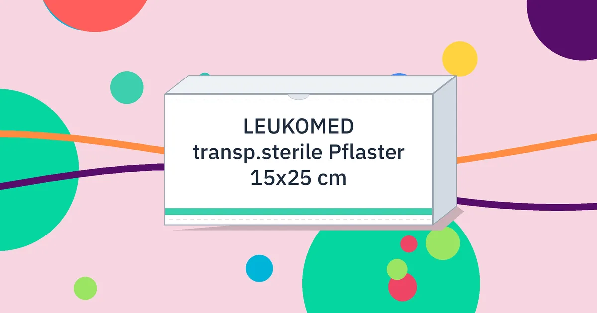 Symbolbild: Packung mit der Aufschrift LEUKOMED transp.sterile Pflaster 15x25 cm (PZN 05561016) – Verfügbarkeit und Bezug in Apotheken in Frankfurt am Main