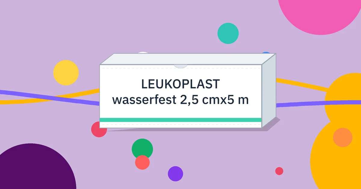 Symbolbild: Packung mit der Aufschrift LEUKOPLAST wasserfest 2,5 cmx5 m (PZN 12655350) – Verfügbarkeit und Bezug in Apotheken in Frankfurt am Main