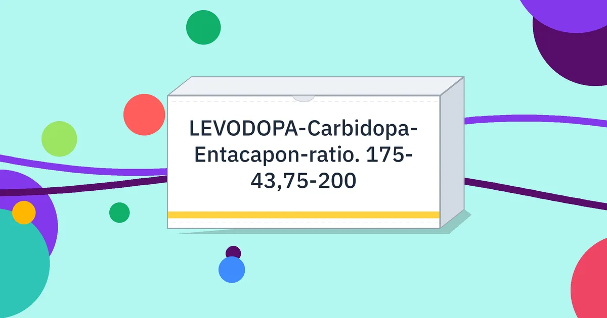 Symbolbild: Packung mit der Aufschrift LEVODOPA-Carbidopa-Entacapon-ratio. 175-43,75-200 (PZN 10221825) – Verfügbarkeit und Bezug in Apotheken in Frankfurt am Main