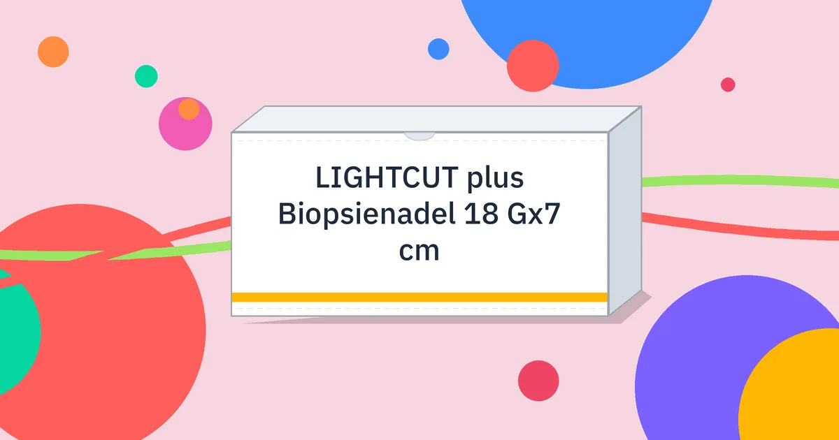 Symbolbild: Packung mit der Aufschrift LIGHTCUT plus Biopsienadel 18 Gx7 cm (PZN 16922078) – Verfügbarkeit und Bezug in Apotheken in Frankfurt am Main