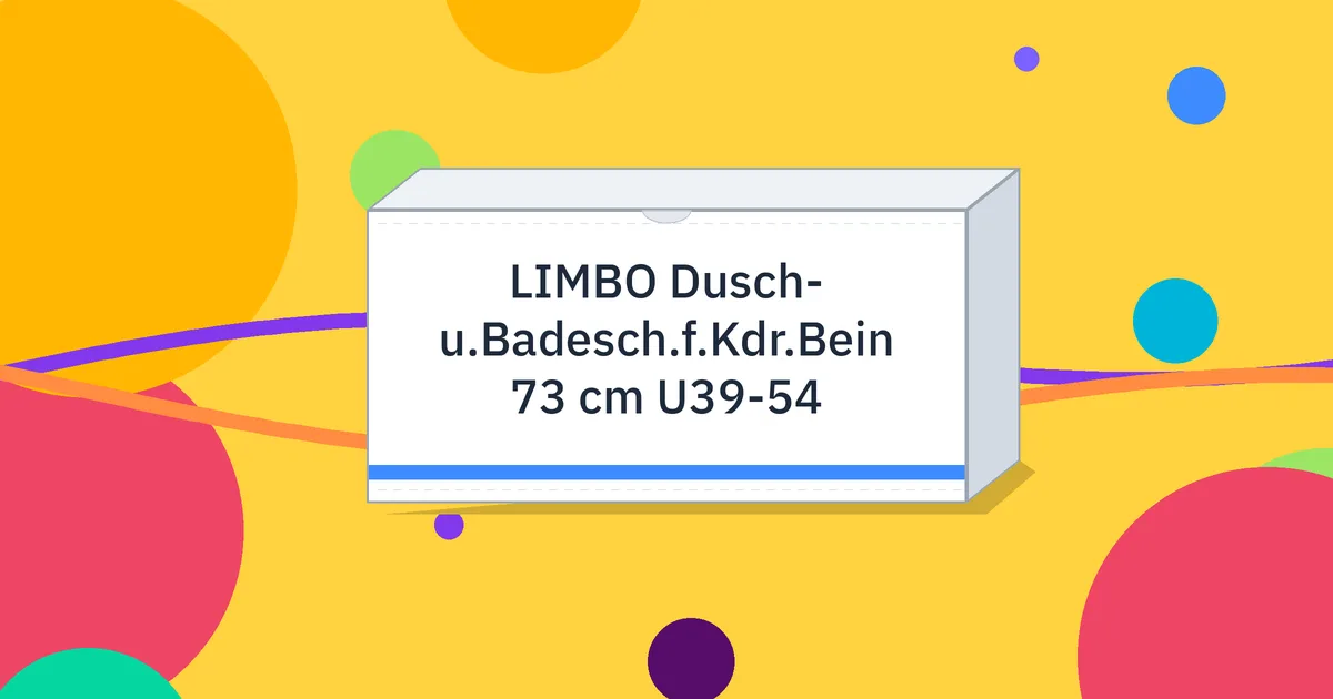 Symbolbild: Packung mit der Aufschrift LIMBO Dusch-u.Badesch.f.Kdr.Bein 73 cm U39-54 (PZN 13234159) – Verfügbarkeit und Bezug in Apotheken in Frankfurt am Main