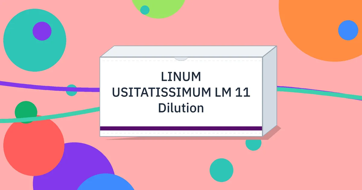 Symbolbild: Packung mit der Aufschrift LINUM USITATISSIMUM LM 11 Dilution (PZN 13530550) – Verfügbarkeit und Bezug in Apotheken in Frankfurt am Main