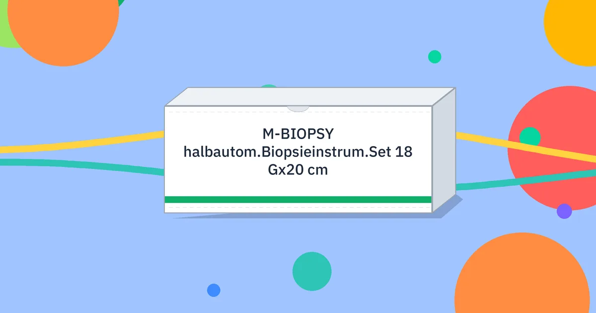 Symbolbild: Packung mit der Aufschrift M-BIOPSY halbautom.Biopsieinstrum.Set 18 Gx20 cm (PZN 20862502) – Verfügbarkeit und Bezug in Apotheken in Frankfurt am Main