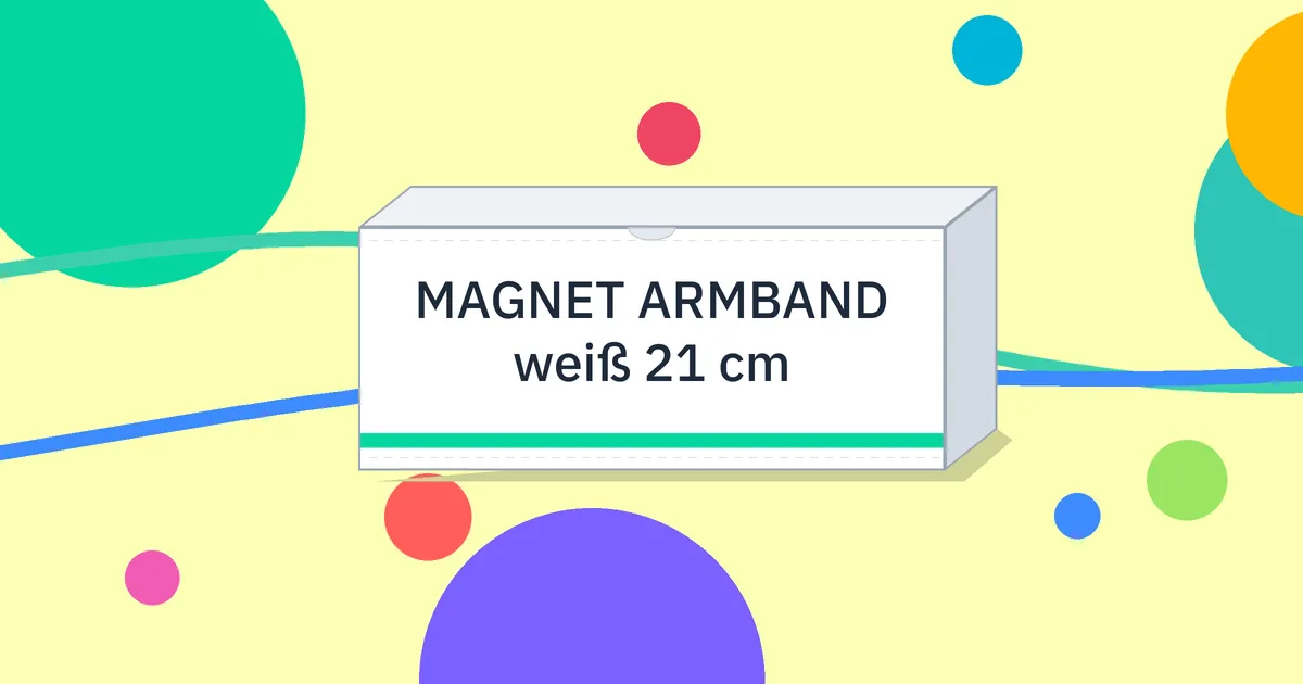 Symbolbild: Packung mit der Aufschrift MAGNET ARMBAND weiß 21 cm (PZN 03655210) – Verfügbarkeit und Bezug in Apotheken in Frankfurt am Main