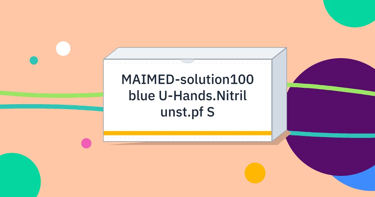 Symbolbild: Packung mit der Aufschrift MAIMED-solution100 blue U-Hands.Nitril unst.pf S (PZN 11863951) – Verfügbarkeit und Bezug in Apotheken in Frankfurt am Main