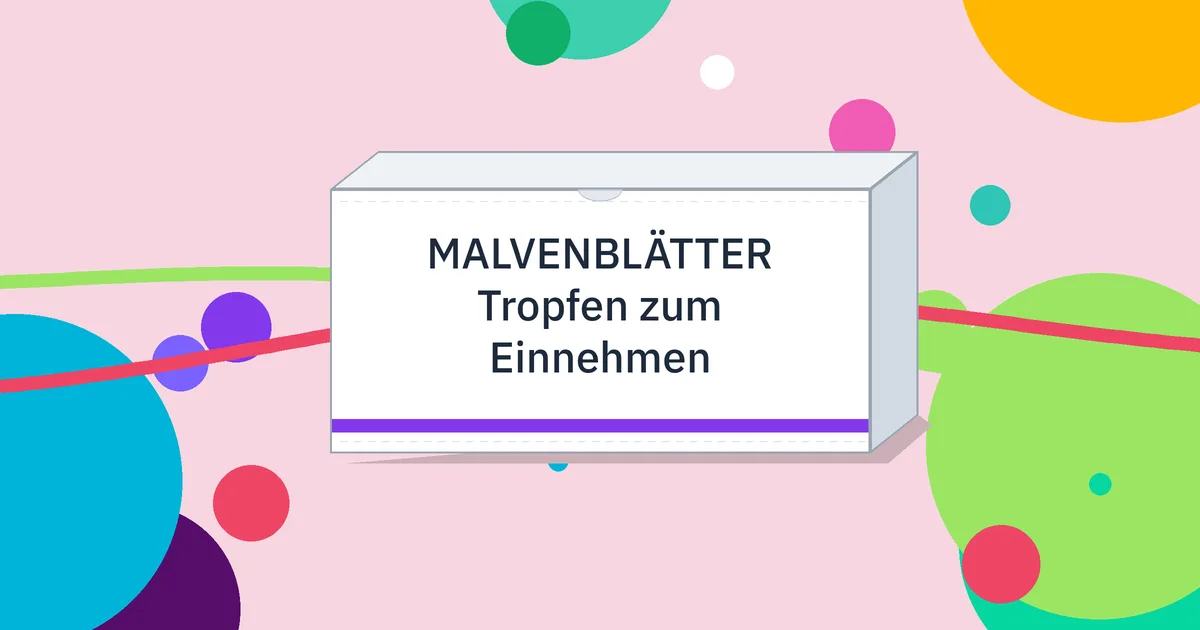 Symbolbild: Packung mit der Aufschrift MALVENBLÄTTER Tropfen zum Einnehmen (PZN 11366738) – Verfügbarkeit und Bezug in Apotheken in Frankfurt am Main