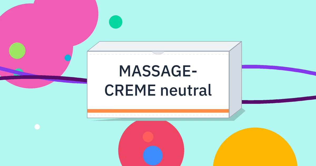 Symbolbild: Packung mit der Aufschrift MASSAGE-CREME neutral (PZN 13650662) – Verfügbarkeit und Bezug in Apotheken in Frankfurt am Main