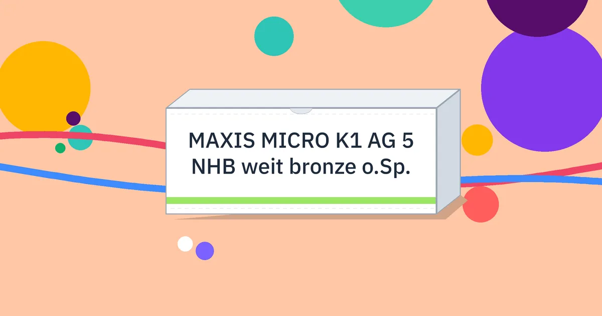 Symbolbild: Packung mit der Aufschrift MAXIS MICRO K1 AG 5 NHB weit bronze o.Sp. (PZN 17672525) – Verfügbarkeit und Bezug in Apotheken in Frankfurt am Main