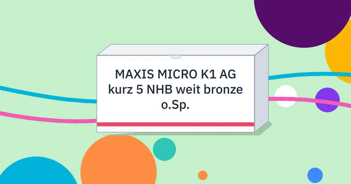 Symbolbild: Packung mit der Aufschrift MAXIS MICRO K1 AG kurz 5 NHB weit bronze o.Sp. (PZN 17672235) – Verfügbarkeit und Bezug in Apotheken in Frankfurt am Main
