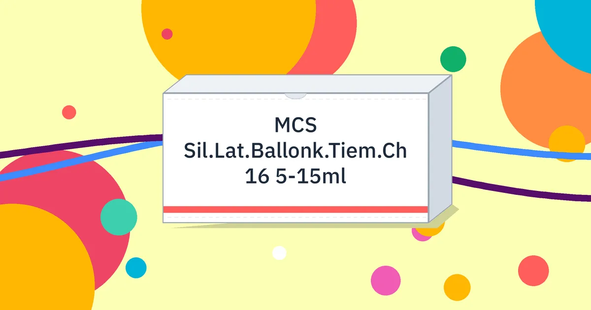 Symbolbild: Packung mit der Aufschrift MCS Sil.Lat.Ballonk.Tiem.Ch 16 5-15ml (PZN 04797662) – Verfügbarkeit und Bezug in Apotheken in Frankfurt am Main