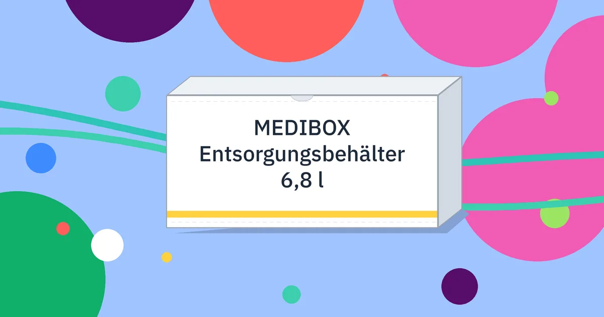 Symbolbild: Packung mit der Aufschrift MEDIBOX Entsorgungsbehälter 6,8 l (PZN 14410285) – Verfügbarkeit und Bezug in Apotheken in Frankfurt am Main