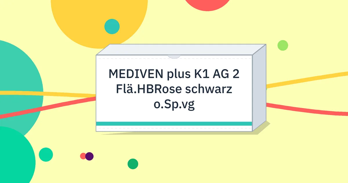 Symbolbild: Packung mit der Aufschrift MEDIVEN plus K1 AG 2 Flä.HBRose schwarz o.Sp.vg (PZN 15913054) – Verfügbarkeit und Bezug in Apotheken in Frankfurt am Main