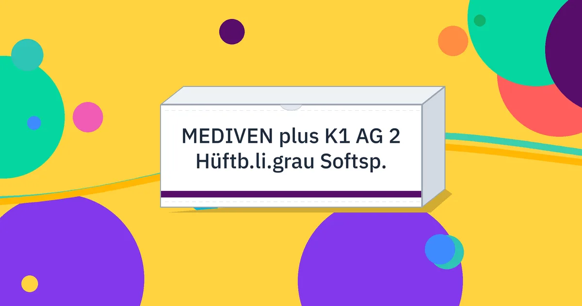Symbolbild: Packung mit der Aufschrift MEDIVEN plus K1 AG 2 Hüftb.li.grau Softsp. (PZN 18938505) – Verfügbarkeit und Bezug in Apotheken in Frankfurt am Main