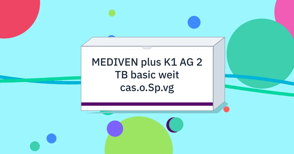 Symbolbild: Packung mit der Aufschrift MEDIVEN plus K1 AG 2 TB basic weit cas.o.Sp.vg (PZN 15058471) – Verfügbarkeit und Bezug in Apotheken in Frankfurt am Main