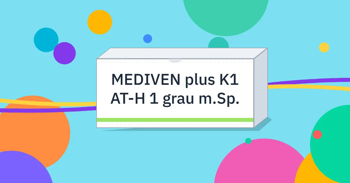 Symbolbild: Packung mit der Aufschrift MEDIVEN plus K1 AT-H 1 grau m.Sp. (PZN 18932945) – Verfügbarkeit und Bezug in Apotheken in Frankfurt am Main