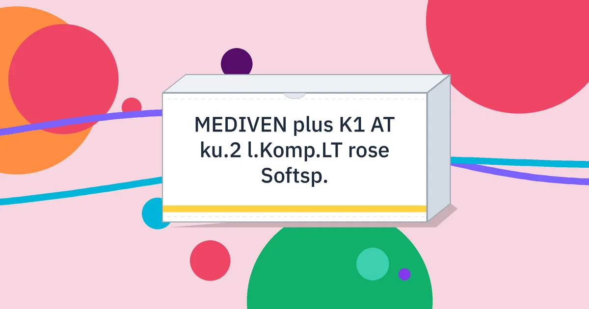 Symbolbild: Packung mit der Aufschrift MEDIVEN plus K1 AT ku.2 l.Komp.LT rose Softsp. (PZN 15029334) – Verfügbarkeit und Bezug in Apotheken in Frankfurt am Main