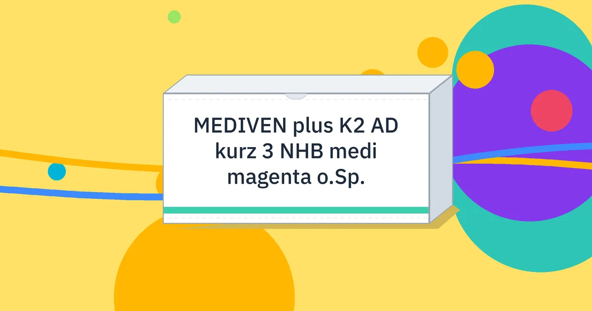Symbolbild: Packung mit der Aufschrift MEDIVEN plus K2 AD kurz 3 NHB medi magenta o.Sp. (PZN 15925318) – Verfügbarkeit und Bezug in Apotheken in Frankfurt am Main