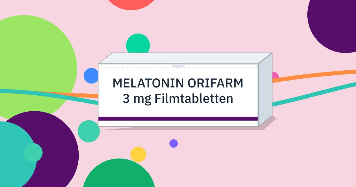 Symbolbild: Packung mit der Aufschrift MELATONIN ORIFARM 3 mg Filmtabletten (PZN 19687212) – Verfügbarkeit und Bezug in Apotheken in Frankfurt am Main