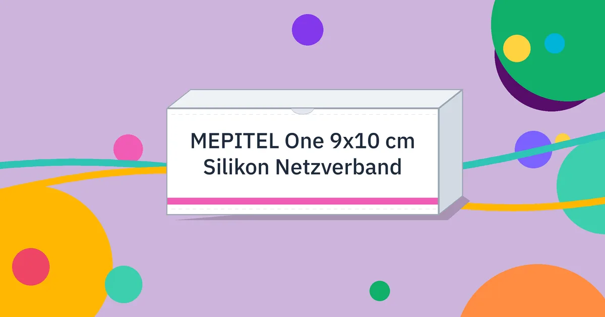 Symbolbild: Packung mit der Aufschrift MEPITEL One 9x10 cm Silikon Netzverband (PZN 17252929) – Verfügbarkeit und Bezug in Apotheken in Frankfurt am Main