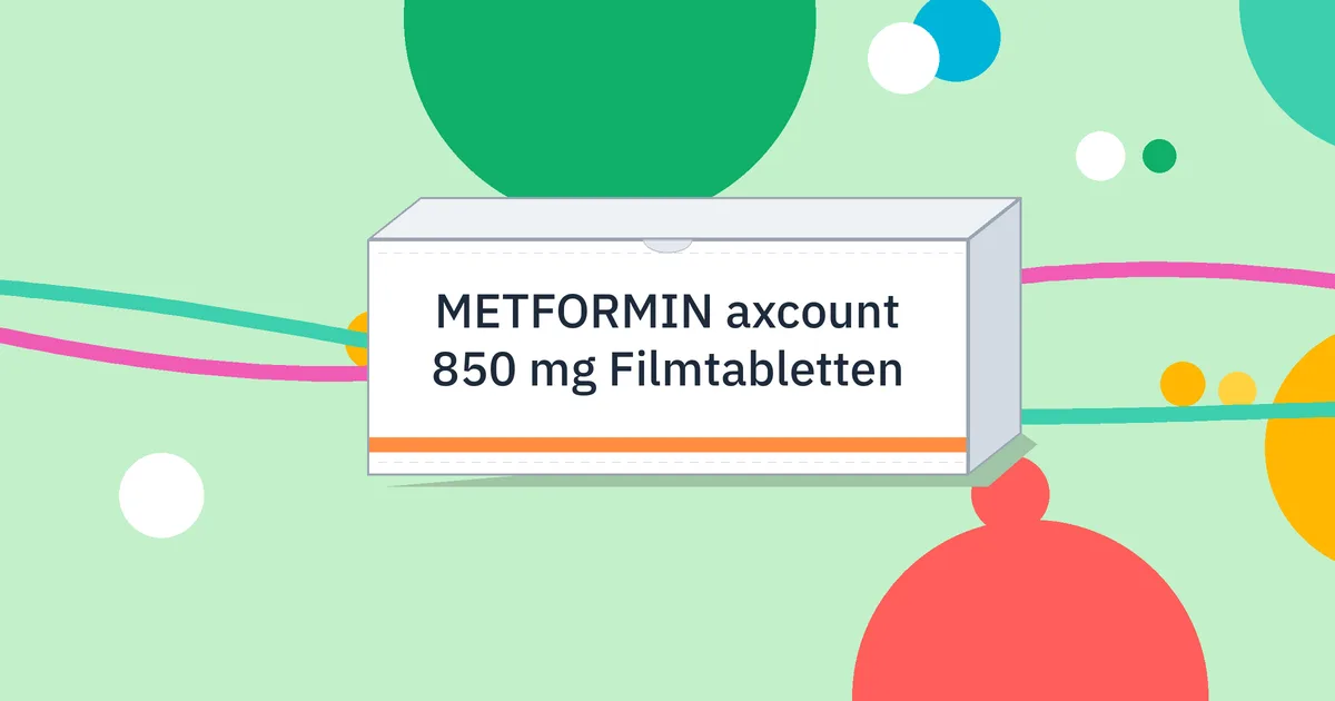Symbolbild: Packung mit der Aufschrift METFORMIN axcount 850 mg Filmtabletten (PZN 00343243) – Verfügbarkeit und Bezug in Apotheken in Frankfurt am Main