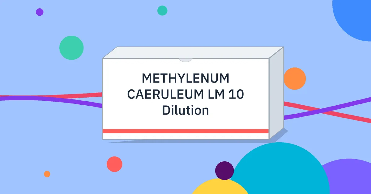 Symbolbild: Packung mit der Aufschrift METHYLENUM CAERULEUM LM 10 Dilution (PZN 13607011) – Verfügbarkeit und Bezug in Apotheken in Frankfurt am Main