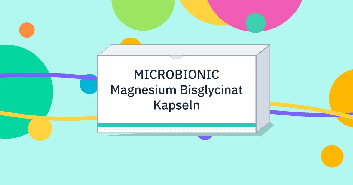 Symbolbild: Packung mit der Aufschrift MICROBIONIC Magnesium Bisglycinat Kapseln (PZN 20512647) – Verfügbarkeit und Bezug in Apotheken in Frankfurt am Main