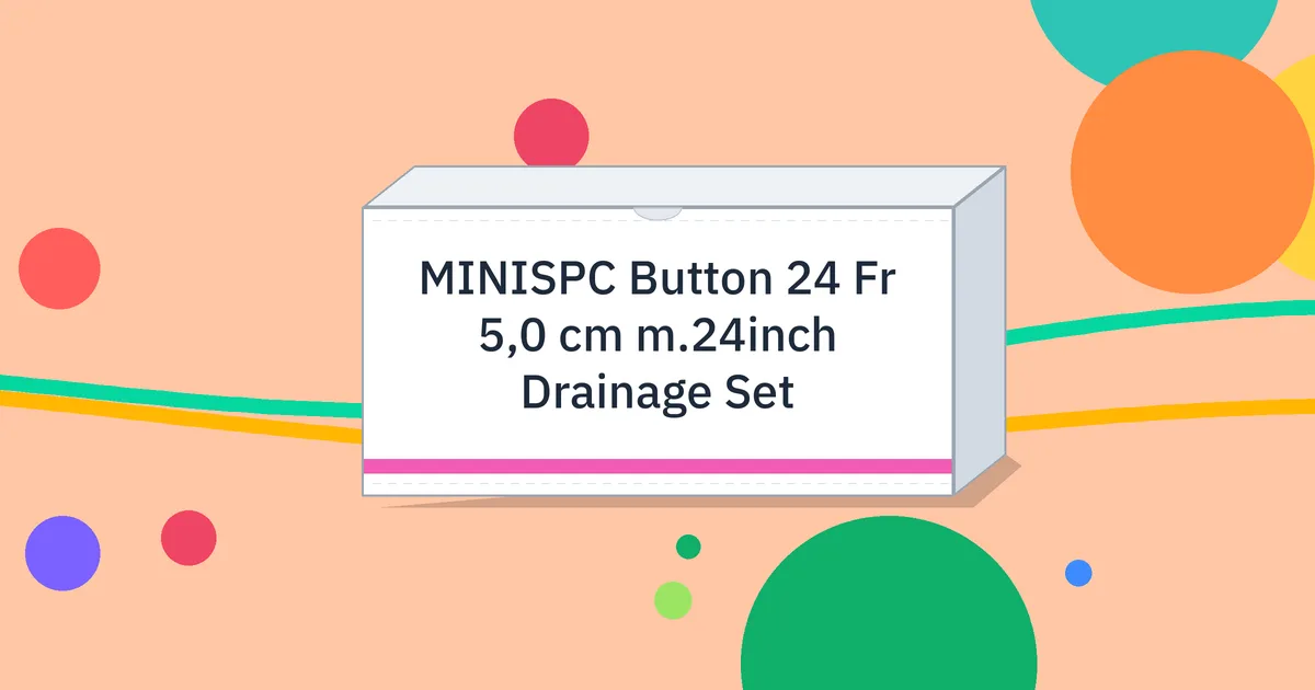 Symbolbild: Packung mit der Aufschrift MINISPC Button 24 Fr 5,0 cm m.24inch Drainage Set (PZN 20822589) – Verfügbarkeit und Bezug in Apotheken in Frankfurt am Main