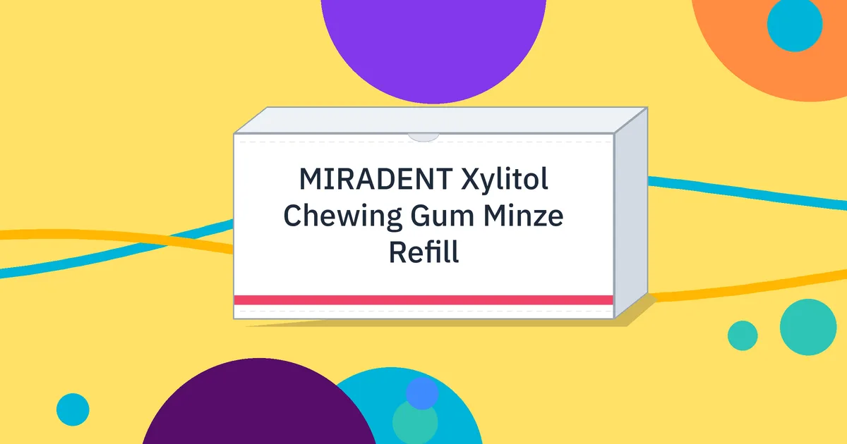 Symbolbild: Packung mit der Aufschrift MIRADENT Xylitol Chewing Gum Minze Refill (PZN 17456939) – Verfügbarkeit und Bezug in Apotheken in Frankfurt am Main