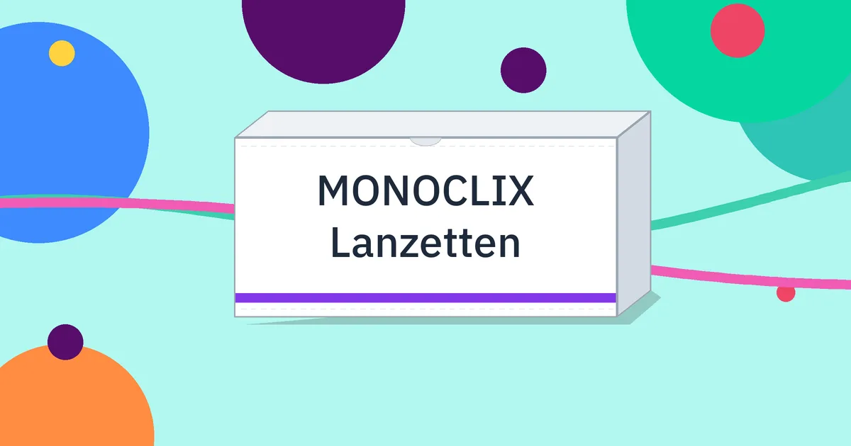 Symbolbild: Packung mit der Aufschrift MONOCLIX Lanzetten (PZN 09107656) – Verfügbarkeit und Bezug in Apotheken in Frankfurt am Main