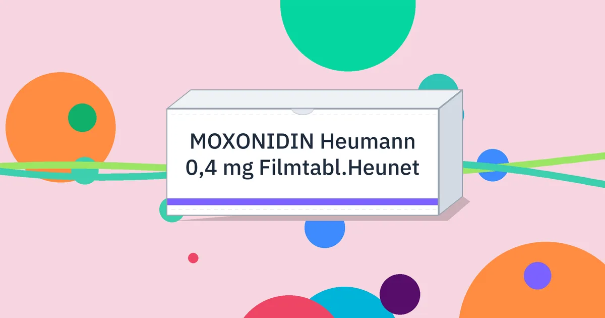 Symbolbild: Packung mit der Aufschrift MOXONIDIN Heumann 0,4 mg Filmtabl.Heunet (PZN 05887143) – Verfügbarkeit und Bezug in Apotheken in Frankfurt am Main