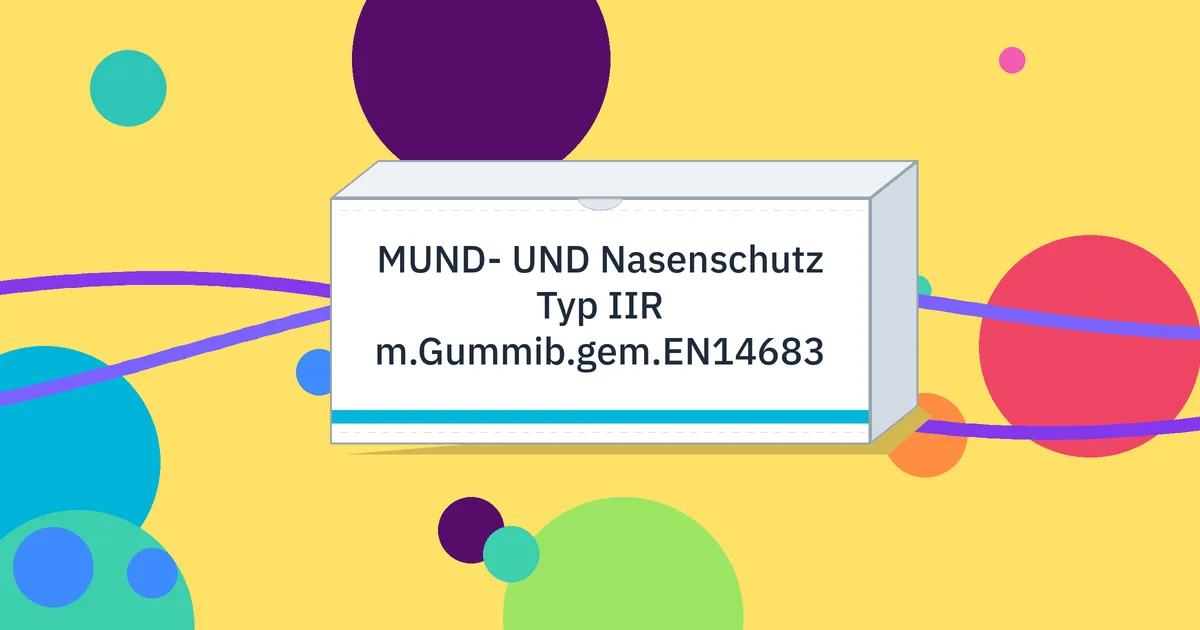 Symbolbild: Packung mit der Aufschrift MUND- UND Nasenschutz Typ IIR m.Gummib.gem.EN14683 (PZN 16838337) – Verfügbarkeit und Bezug in Apotheken in Frankfurt am Main