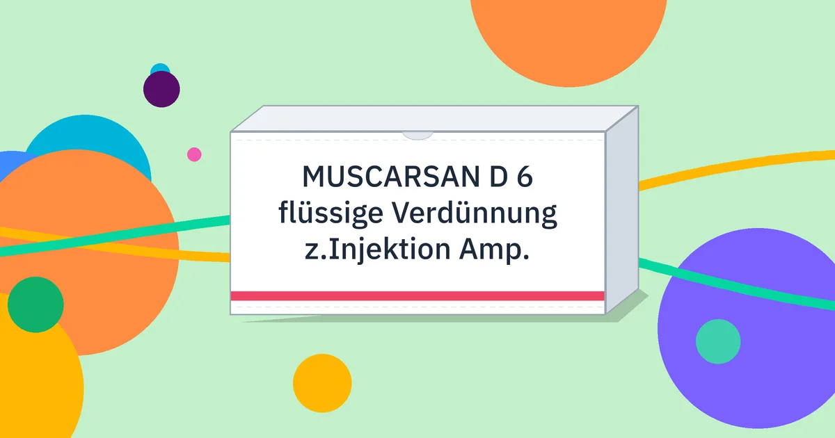 Symbolbild: Packung mit der Aufschrift MUSCARSAN D 6 flüssige Verdünnung z.Injektion Amp. (PZN 04261269) – Verfügbarkeit und Bezug in Apotheken in Frankfurt am Main