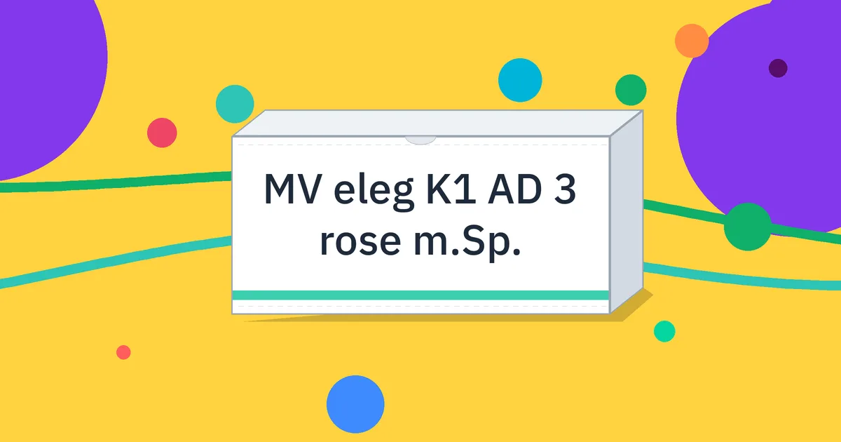 Symbolbild: Packung mit der Aufschrift MV eleg K1 AD 3 rose m.Sp. (PZN 14685639) – Verfügbarkeit und Bezug in Apotheken in Frankfurt am Main