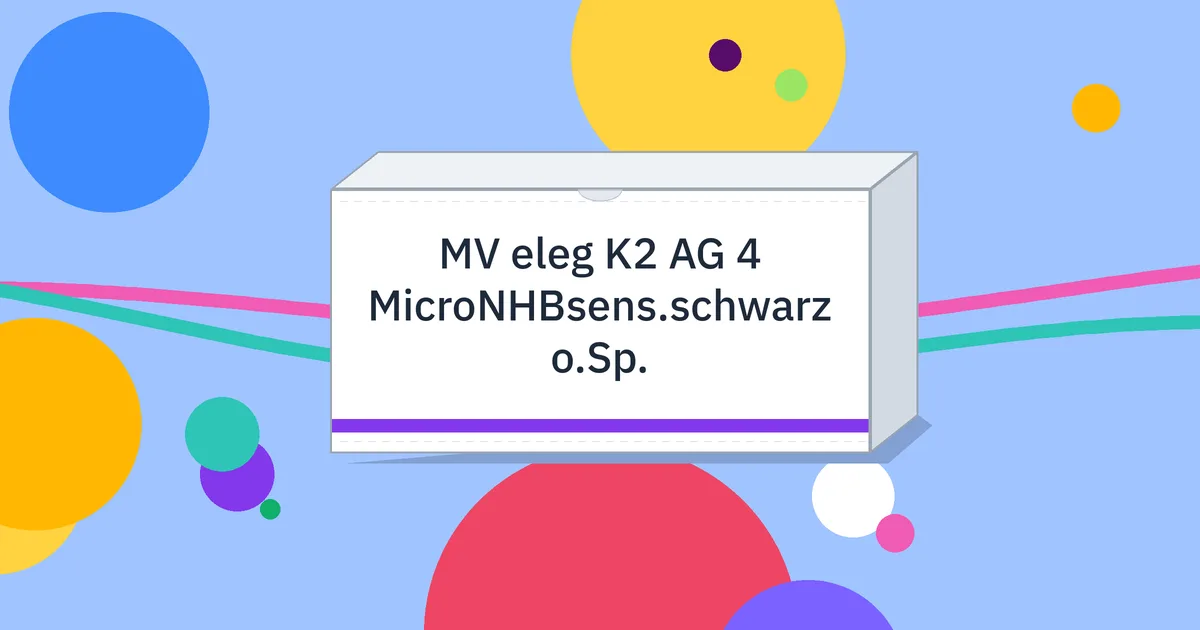 Symbolbild: Packung mit der Aufschrift MV eleg K2 AG 4 MicroNHBsens.schwarz o.Sp. (PZN 16068454) – Verfügbarkeit und Bezug in Apotheken in Frankfurt am Main