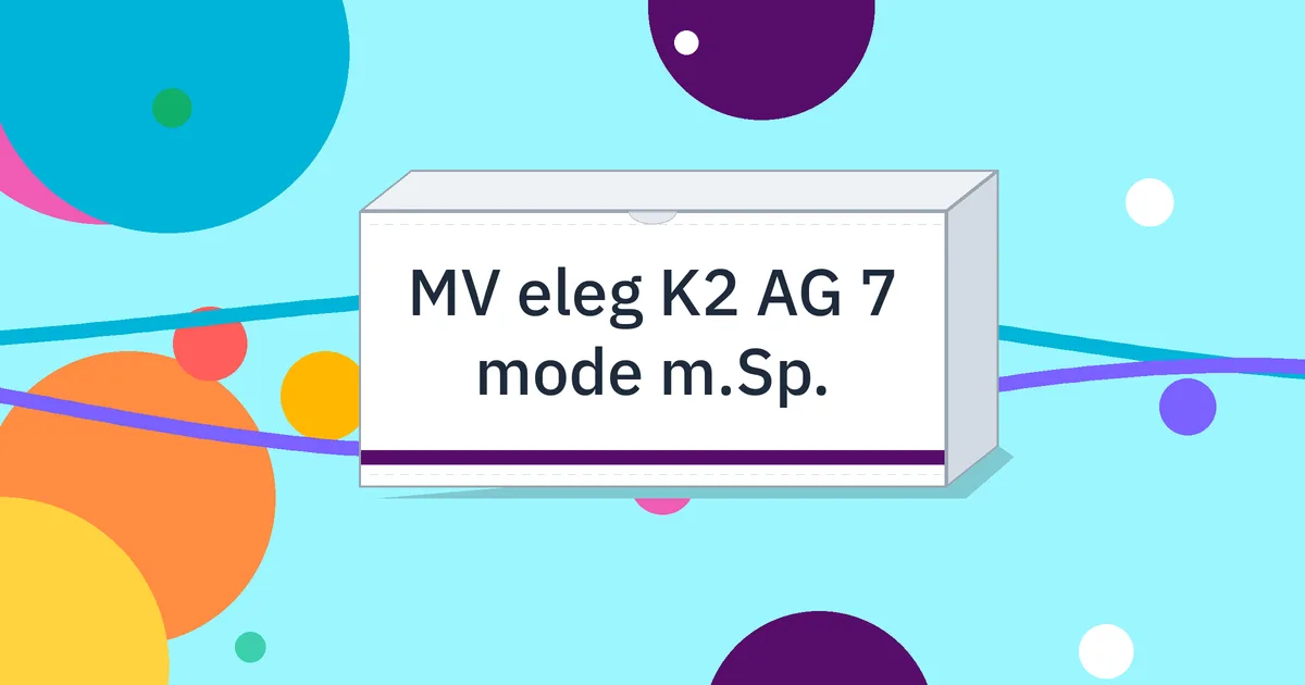 Symbolbild: Packung mit der Aufschrift MV eleg K2 AG 7 mode m.Sp. (PZN 04541678) – Verfügbarkeit und Bezug in Apotheken in Frankfurt am Main