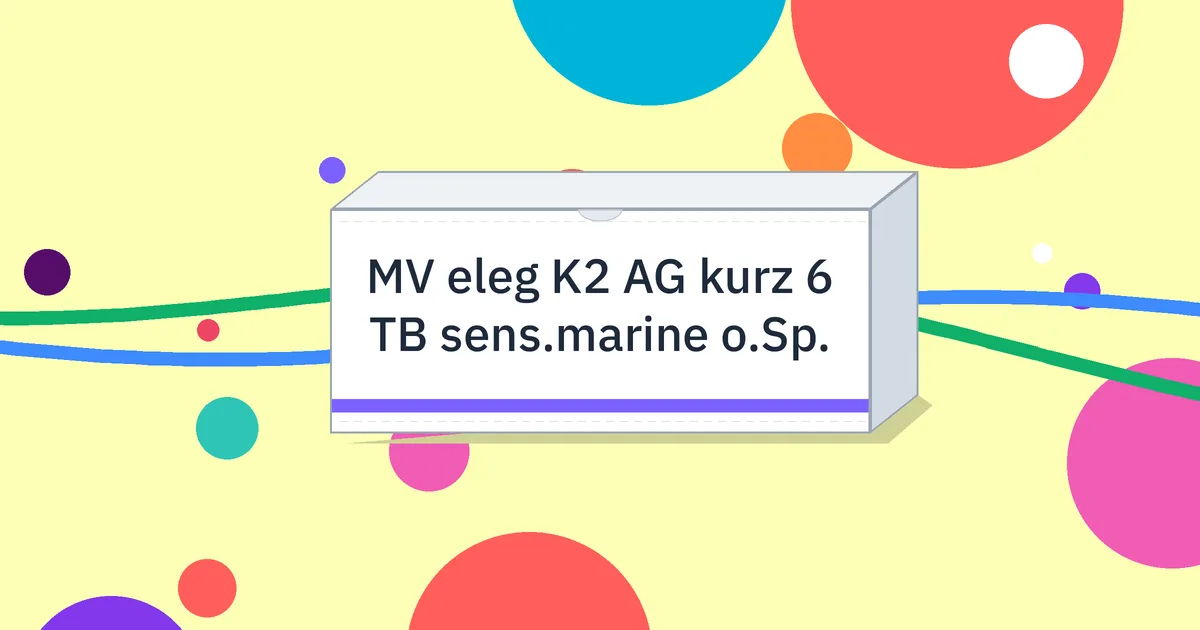 Symbolbild: Packung mit der Aufschrift MV eleg K2 AG kurz 6 TB sens.marine o.Sp. (PZN 14606367) – Verfügbarkeit und Bezug in Apotheken in Frankfurt am Main