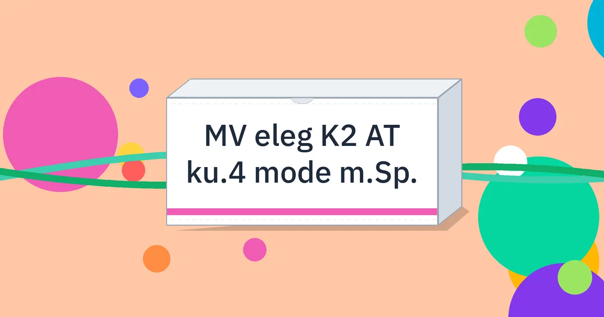 Symbolbild: Packung mit der Aufschrift MV eleg K2 AT ku.4 mode m.Sp. (PZN 06885198) – Verfügbarkeit und Bezug in Apotheken in Frankfurt am Main