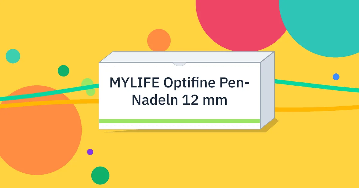 Symbolbild: Packung mit der Aufschrift MYLIFE Optifine Pen-Nadeln 12 mm (PZN 19645685) – Verfügbarkeit und Bezug in Apotheken in Frankfurt am Main