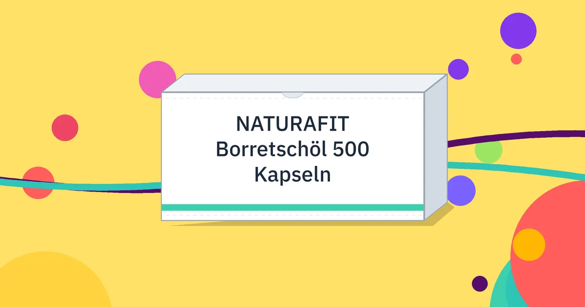 Symbolbild: Packung mit der Aufschrift NATURAFIT Borretschöl 500 Kapseln (PZN 09269353) – Verfügbarkeit und Bezug in Apotheken in Frankfurt am Main