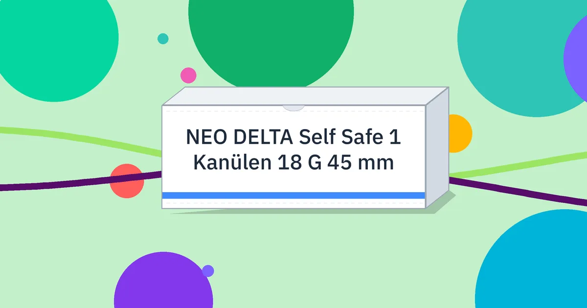 Symbolbild: Packung mit der Aufschrift NEO DELTA Self Safe 1 Kanülen 18 G 45 mm (PZN 07767064) – Verfügbarkeit und Bezug in Apotheken in Frankfurt am Main
