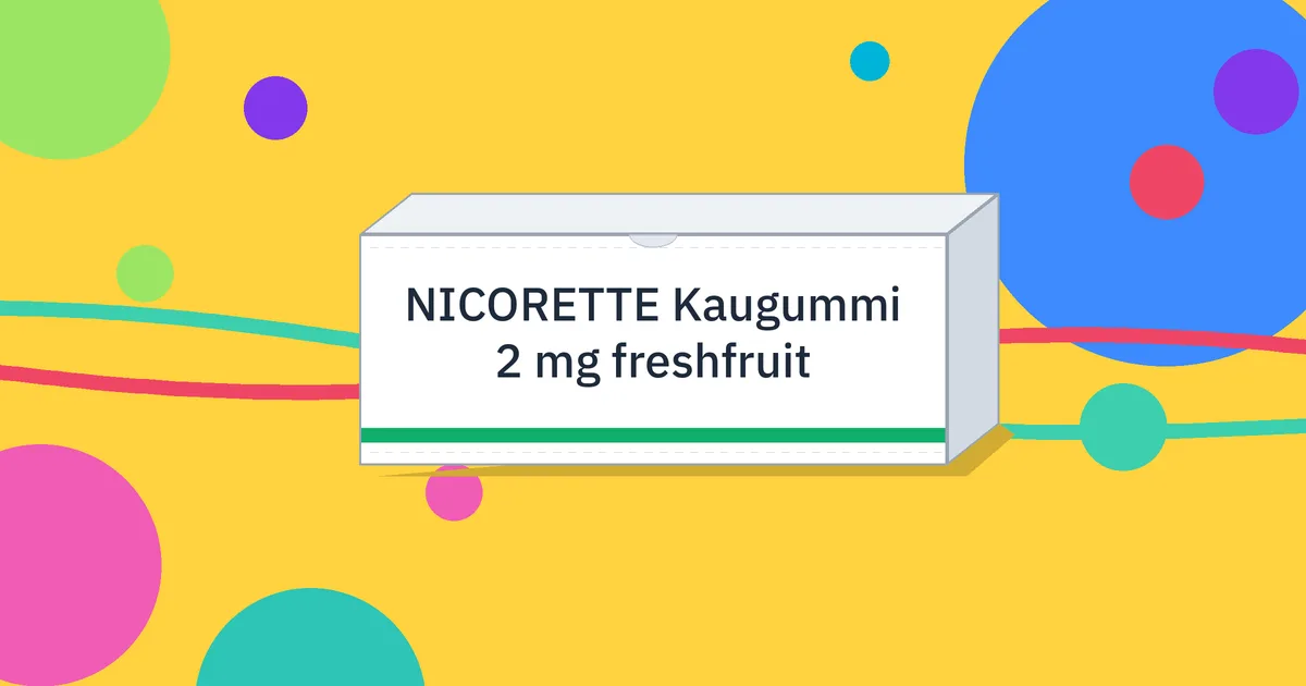 Symbolbild: Packung mit der Aufschrift NICORETTE Kaugummi 2 mg freshfruit (PZN 04370219) – Verfügbarkeit und Bezug in Apotheken in Frankfurt am Main