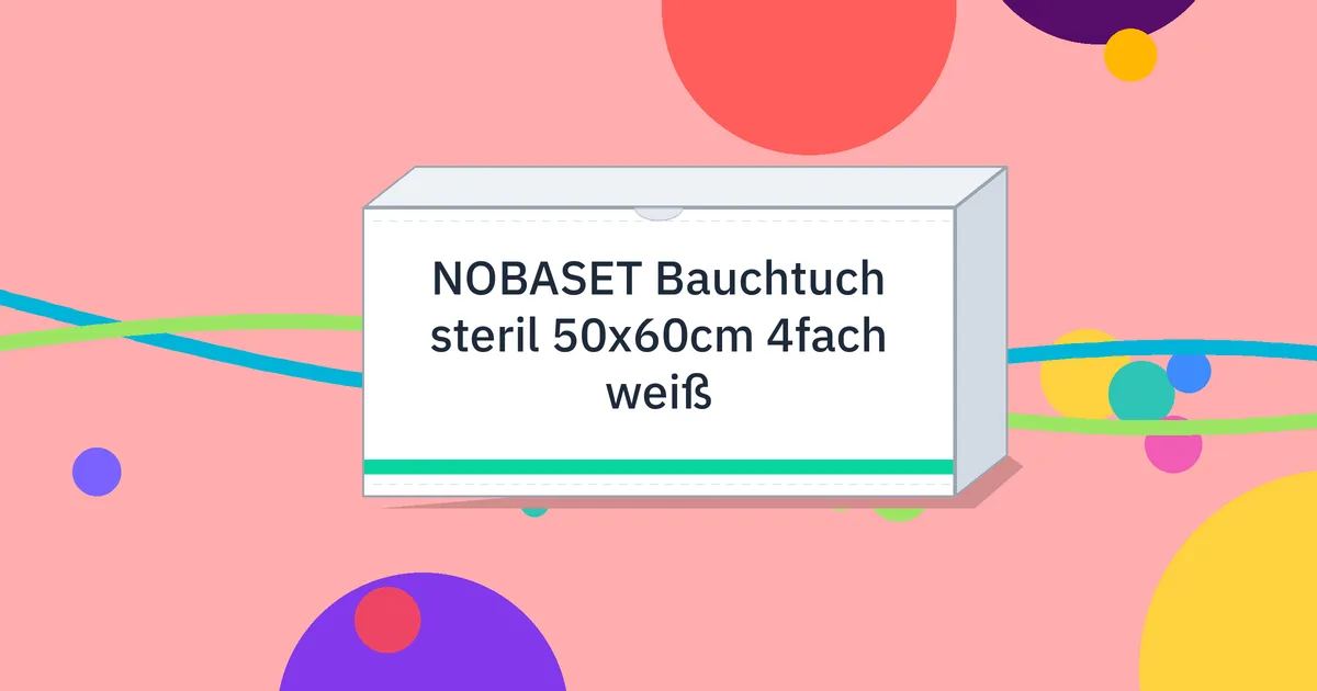 Symbolbild: Packung mit der Aufschrift NOBASET Bauchtuch steril 50x60cm 4fach weiß (PZN 17587222) – Verfügbarkeit und Bezug in Apotheken in Frankfurt am Main