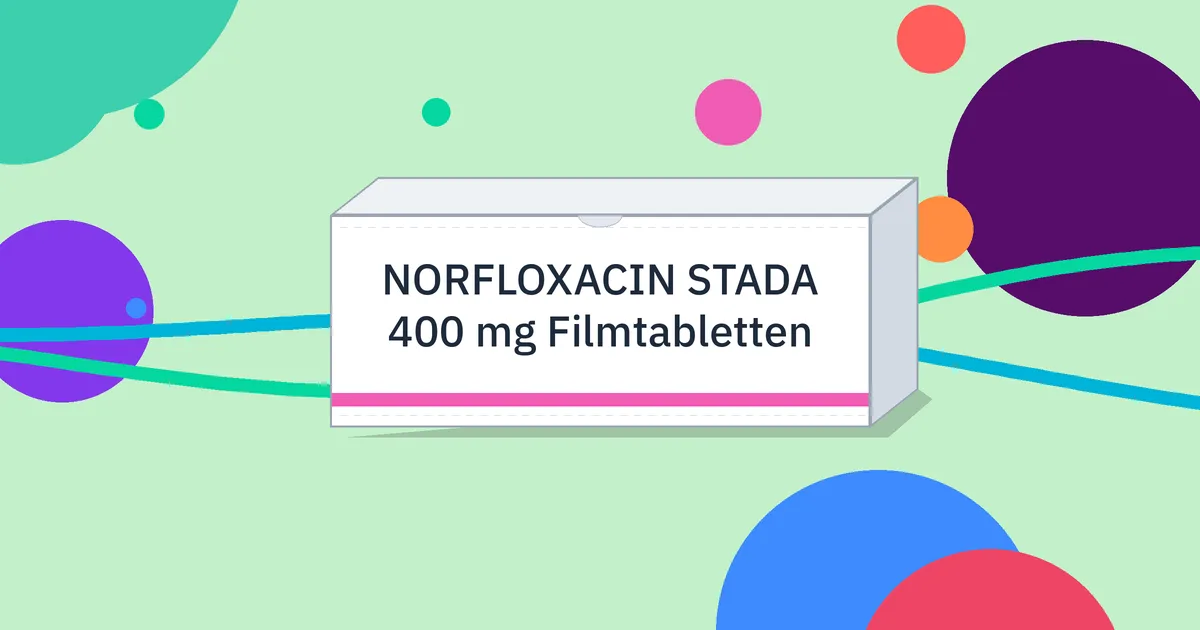 Symbolbild: Packung mit der Aufschrift NORFLOXACIN STADA 400 mg Filmtabletten (PZN 08865047) – Verfügbarkeit und Bezug in Apotheken in Frankfurt am Main