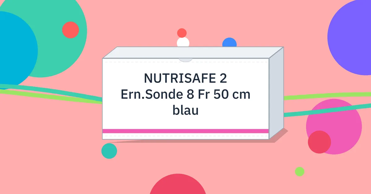 Symbolbild: Packung mit der Aufschrift NUTRISAFE 2 Ern.Sonde 8 Fr 50 cm blau (PZN 20066308) – Verfügbarkeit und Bezug in Apotheken in Frankfurt am Main