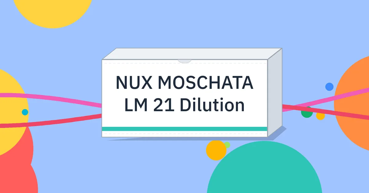 Symbolbild: Packung mit der Aufschrift NUX MOSCHATA LM 21 Dilution (PZN 12970057) – Verfügbarkeit und Bezug in Apotheken in Frankfurt am Main