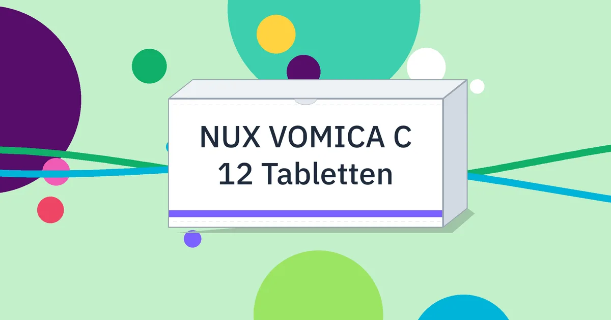 Symbolbild: Packung mit der Aufschrift NUX VOMICA C 12 Tabletten (PZN 07175725) – Verfügbarkeit und Bezug in Apotheken in Frankfurt am Main